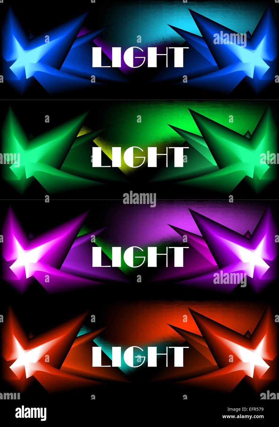 Set of four glowing banners for web - blends and mesh used for light ...