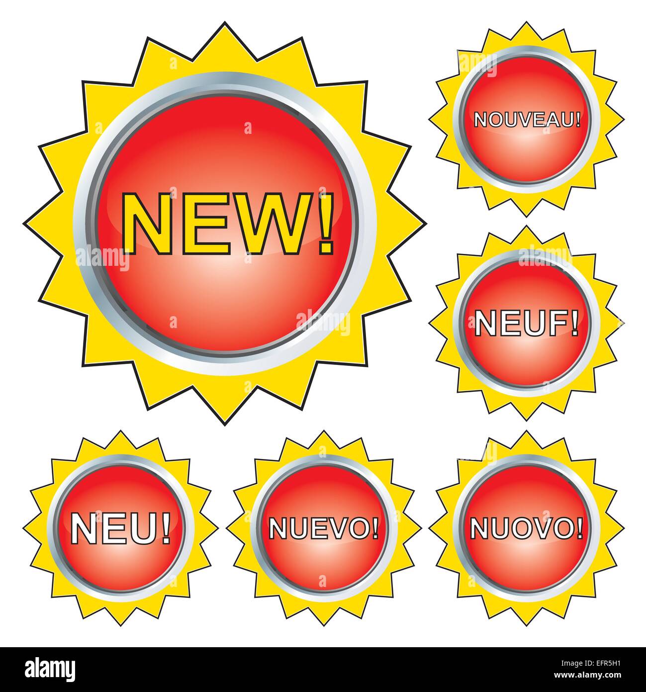 Advertising tags in six languages, vector illustration Stock Vector ...