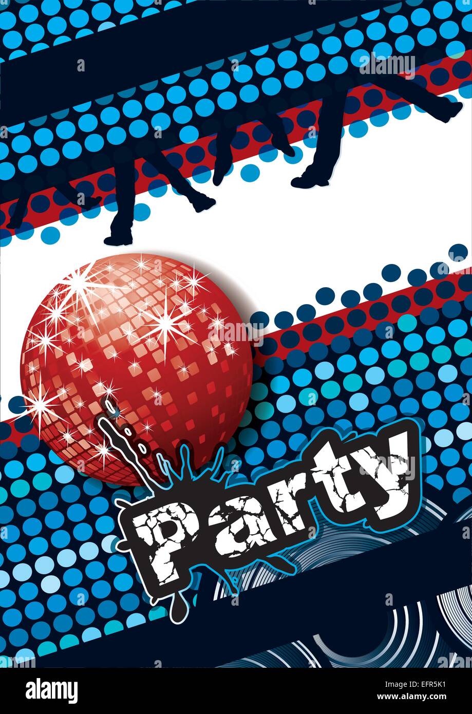 Party poster with disco ball and dot pattern, eps10 vector illustration ...