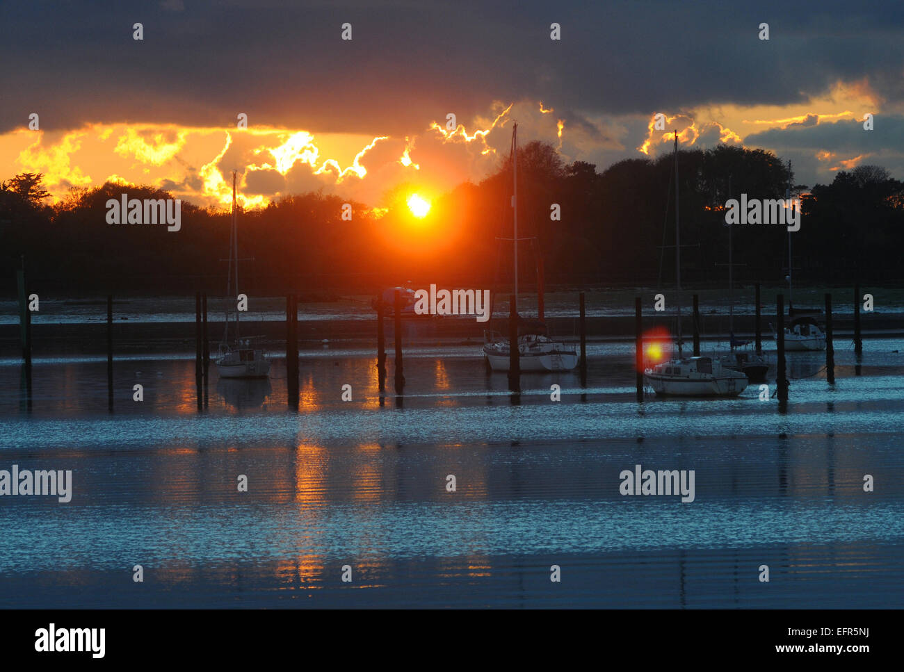 Sunset at Portchester Stock Photo - Alamy