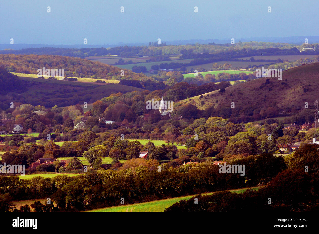 view of East Meon from Butser Hill Stock Photo - Alamy