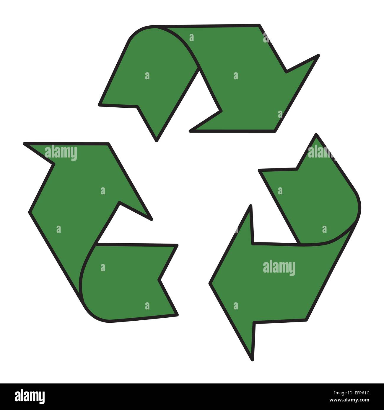 stylized recycle sign in green over white background, vector ...