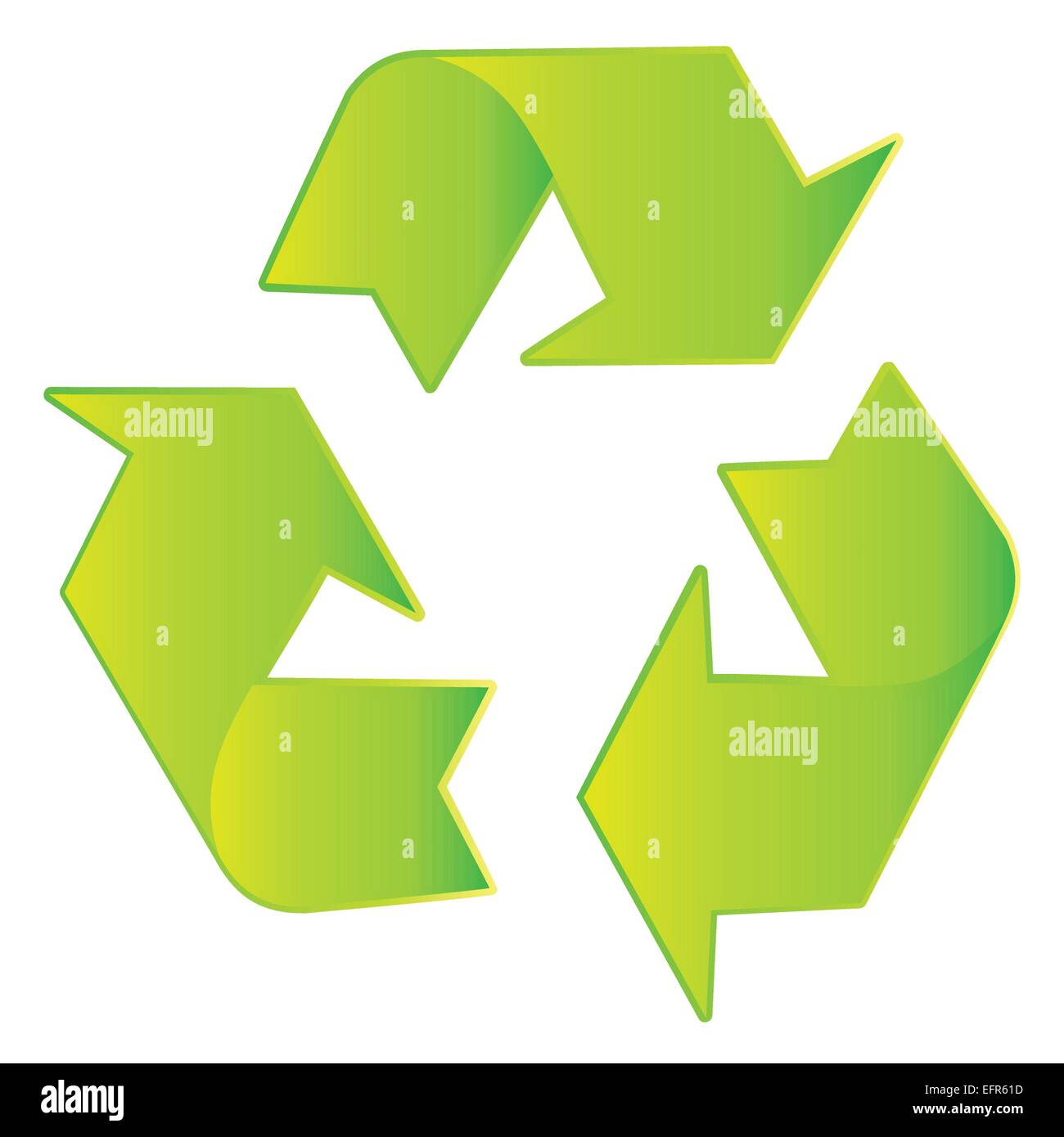 stylized recycle sign in green over white background, vector ...