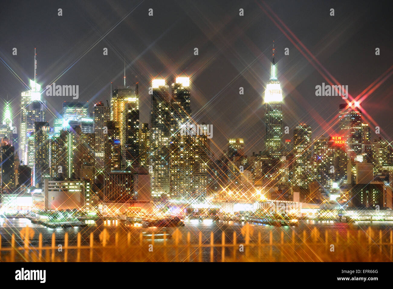 Manhattan Skyline at Night Stock Photo - Alamy