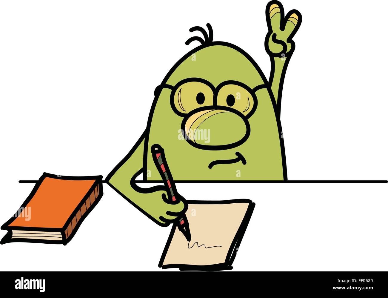 Roundy cartoon character answering the question and writing, vector ...