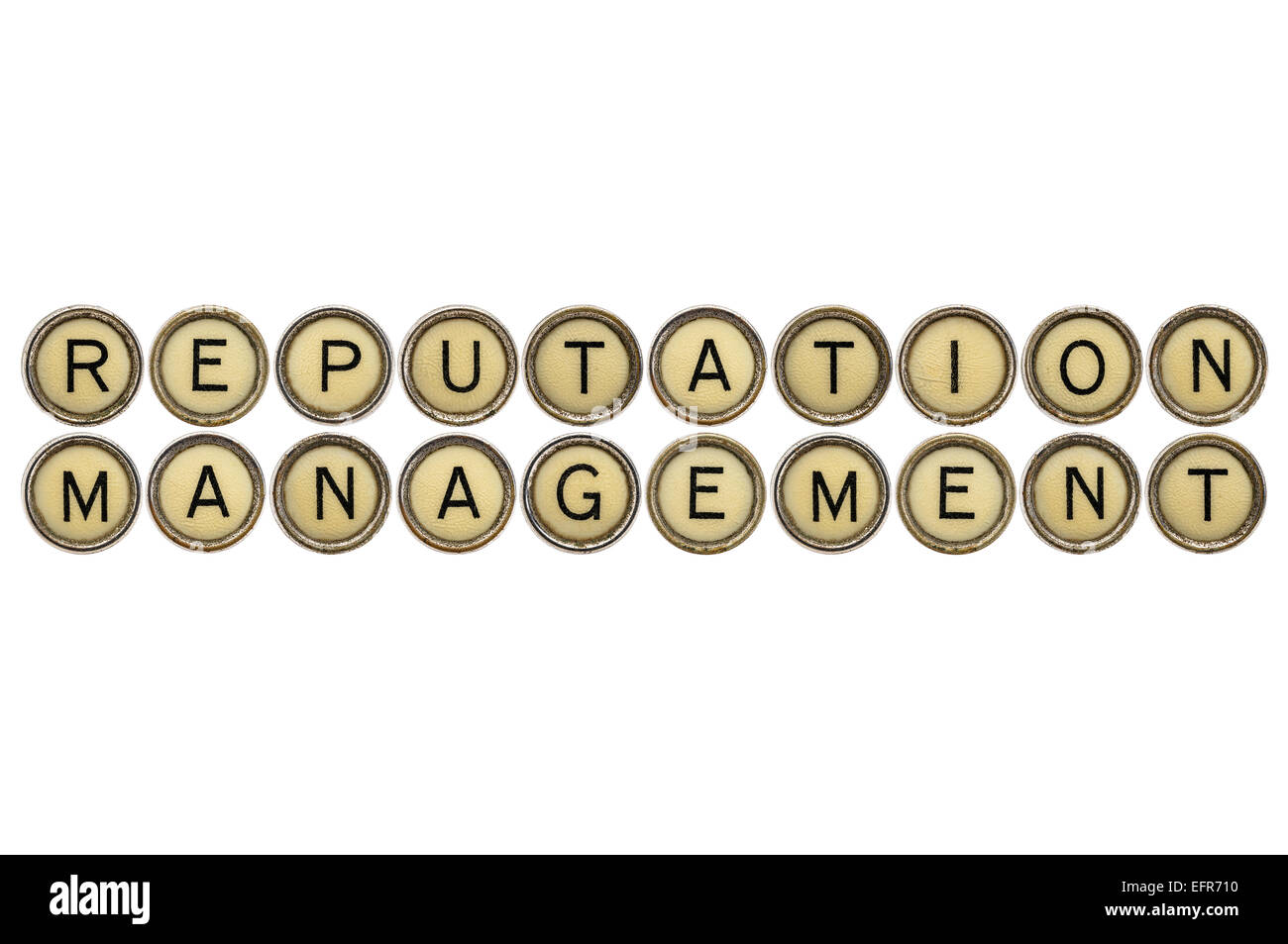 reputation management text in old round typewriter keys isolated on ...