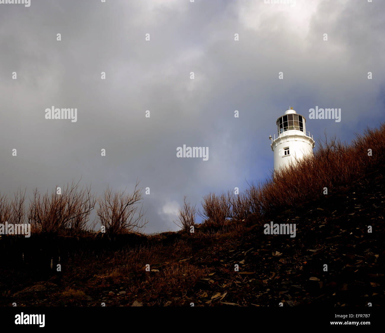 Winter storm at Trevose Head lighthouse, Cornwall Stock Photo - Alamy