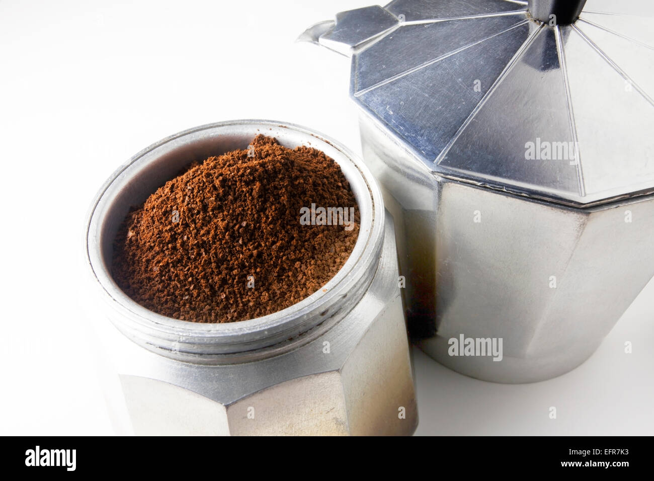 Ground Coffee in a Stove Top Espresso Maker Stock Photo - Alamy