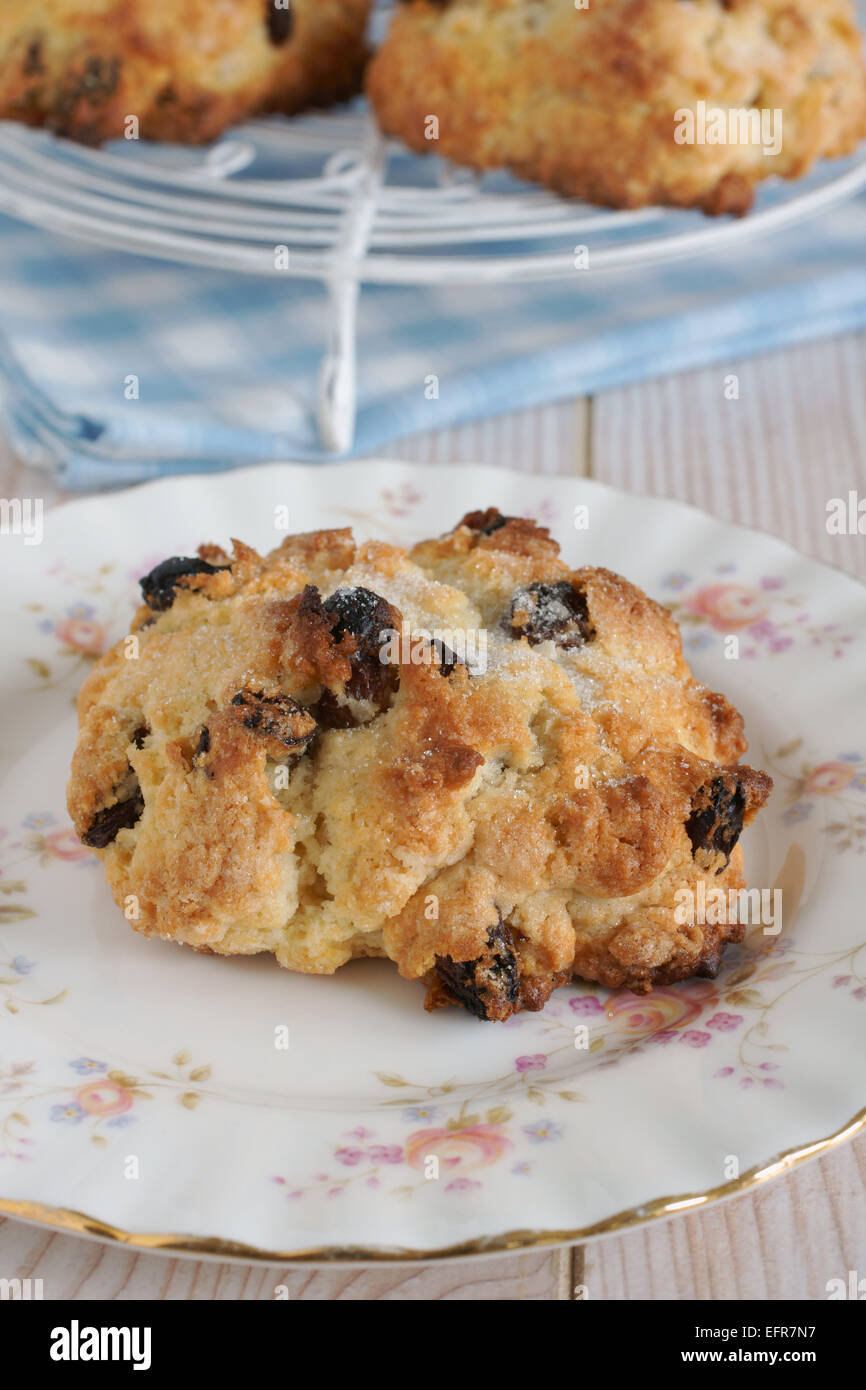 Rock Cakes light crumbly cakes filled with dried fruit Stock Photo - Alamy