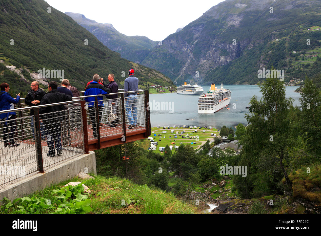 View of the river at Geiranger town, Geirangerfjord, UNESCO World ...