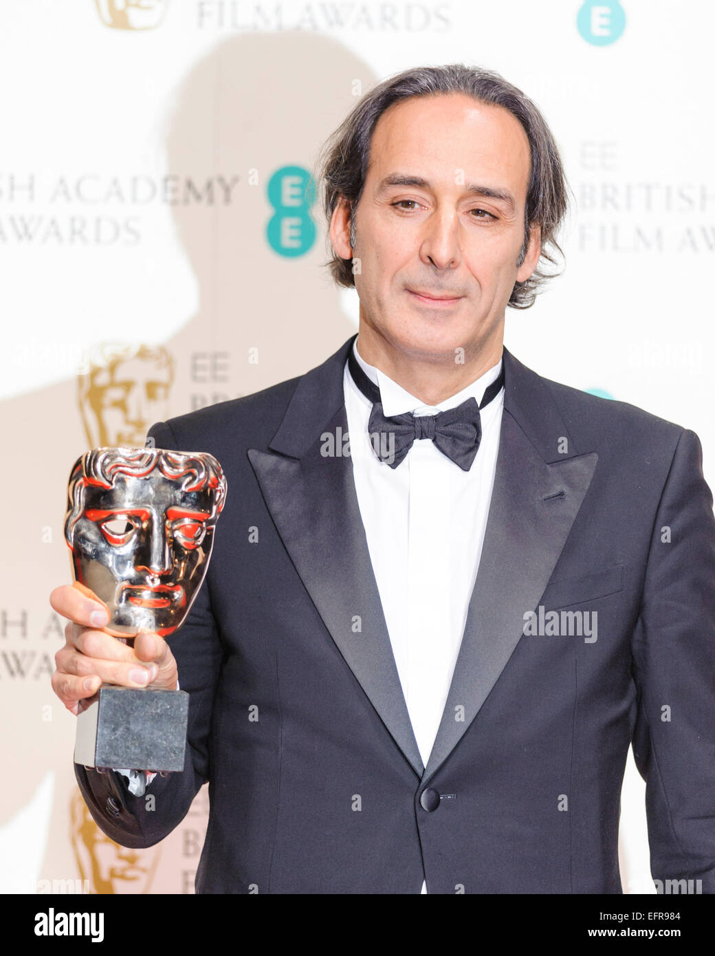 London, UK. 08th Feb, 2015. Alexandre Desplat backstage after winning ...