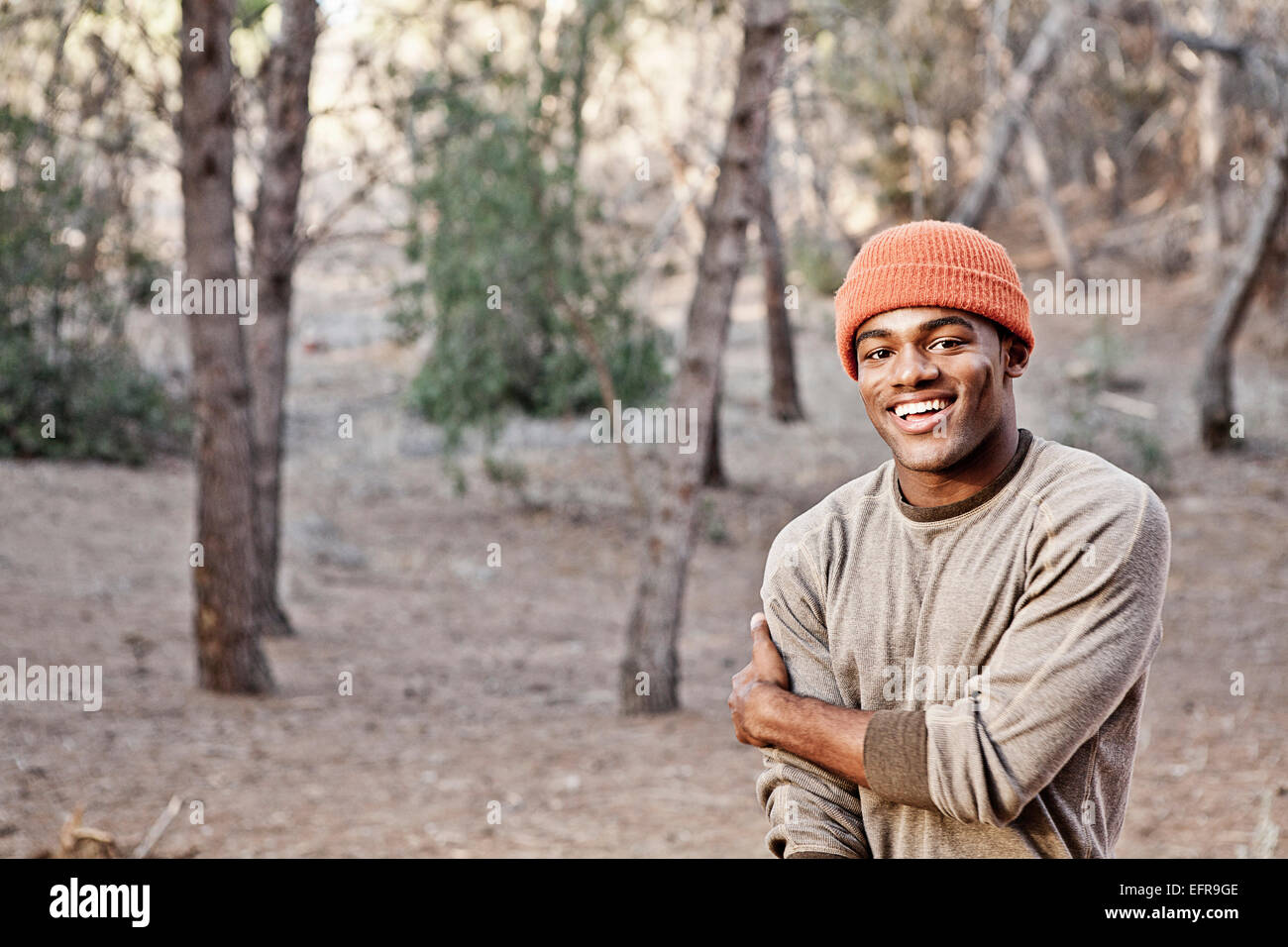 Portrait smiling man in forest hi-res stock photography and images - Alamy