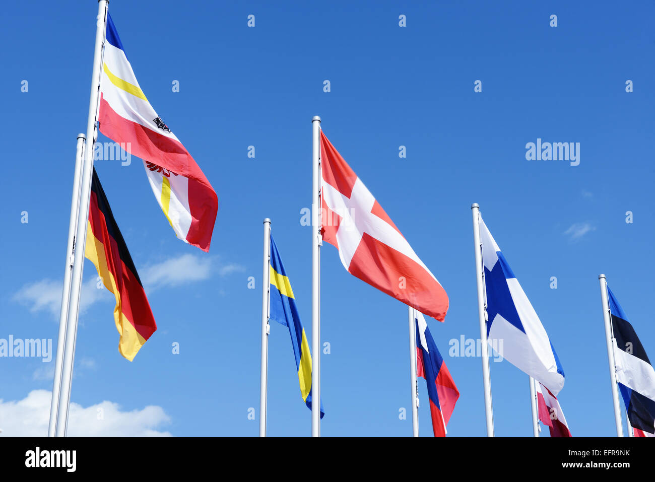 flaggs of baltic sea states like sweden, germany, finnland and so on ...