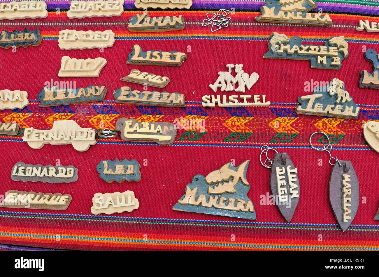 Keychains - Craft stalls- Dock in PUERTO PIZARRO. Department of Tumbes ...
