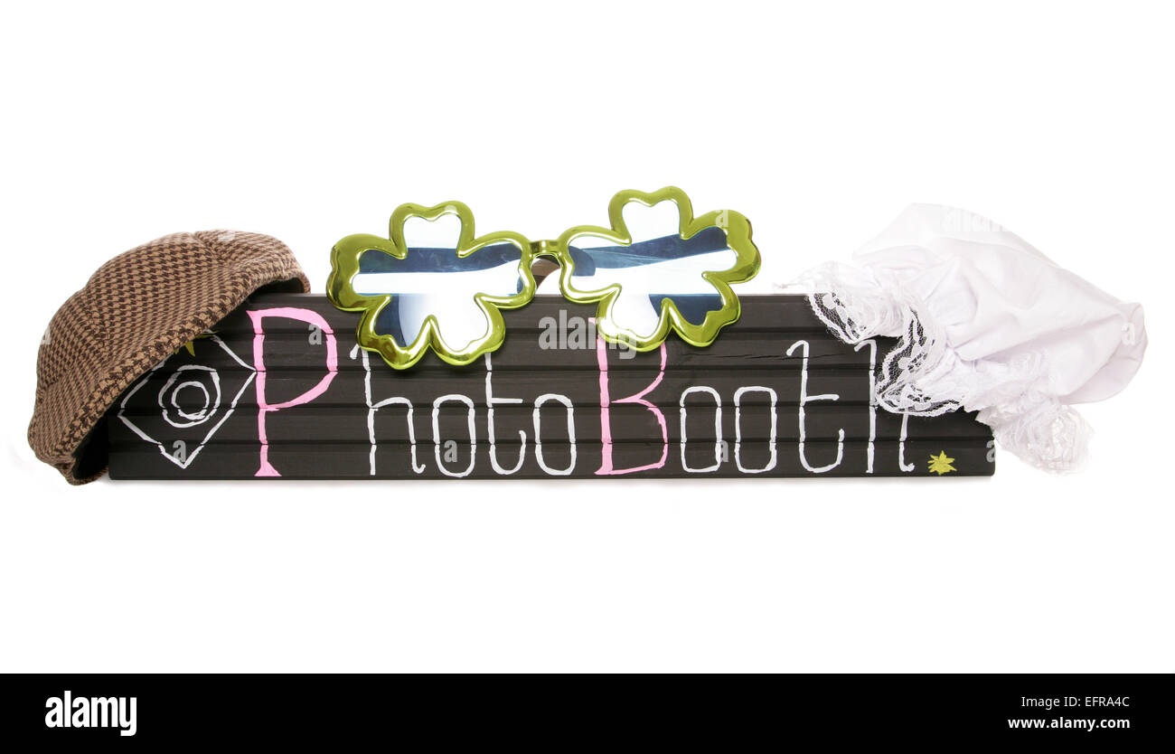 Photo booth sign with fancy dress hats cutout Stock Photo - Alamy