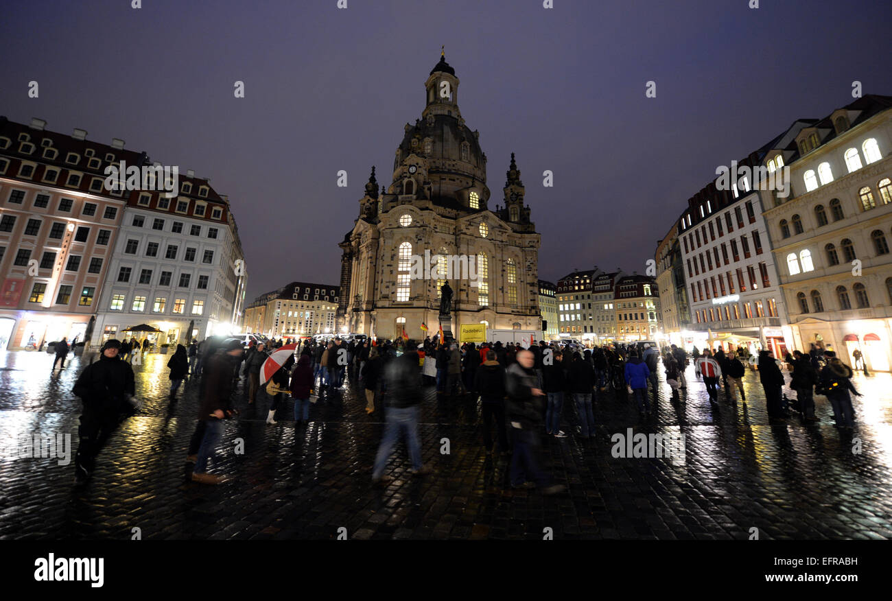 Dresden, Germany. 09th Feb, 2015. Members of the anti-Islamic Pegida ...