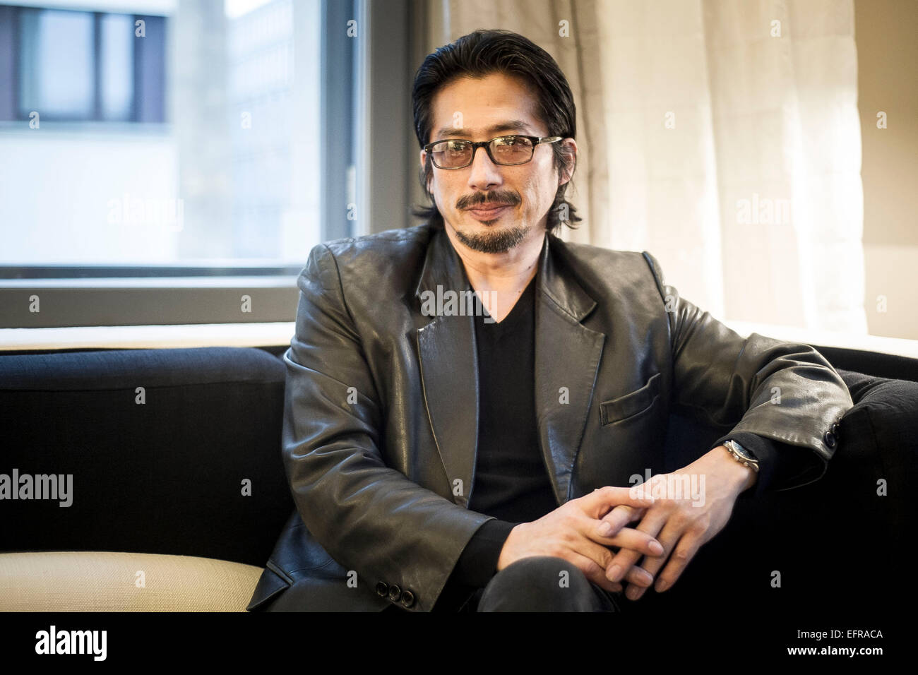 Actor Hiroyuki Sanada during an interview for 'Mr. Holmes' at the 65th ...