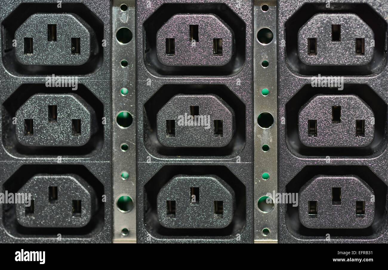 UPS power sockets in range. Background closeup shot Stock Photo - Alamy