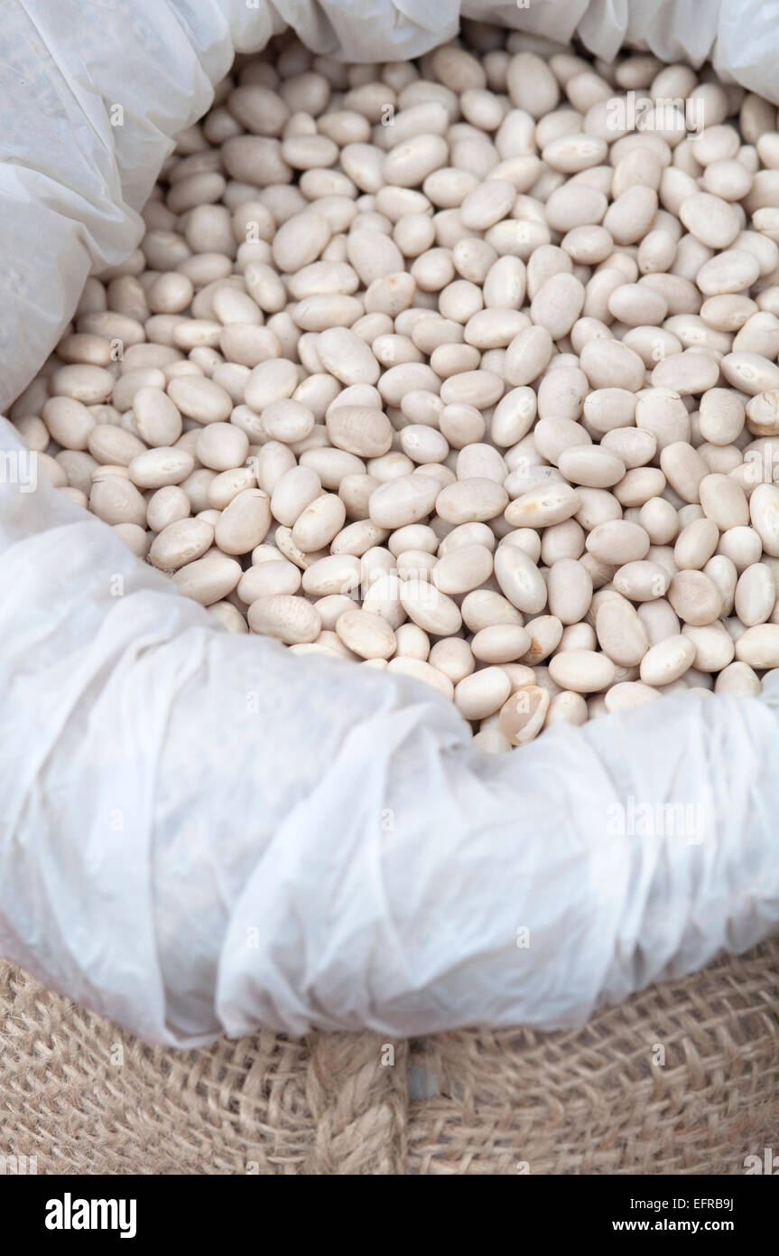 Sack of Dried White Beans Stock Photo - Alamy