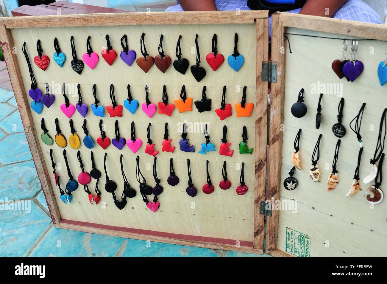 Tagua necklaces - Craft stalls - Port in PUERTO PIZARRO. Department of ...