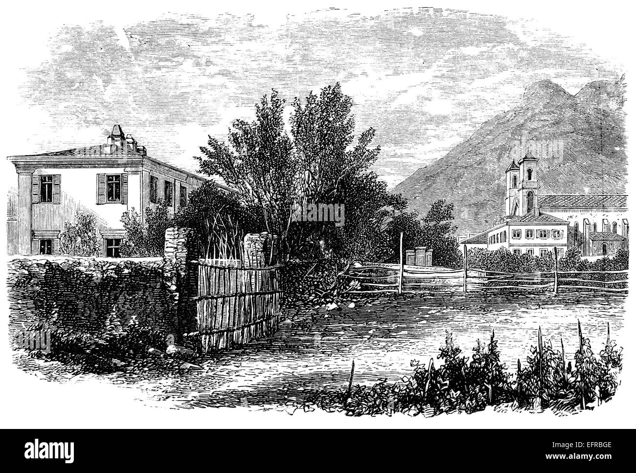19th century rural scene, Italy, photographed from a book titled ...