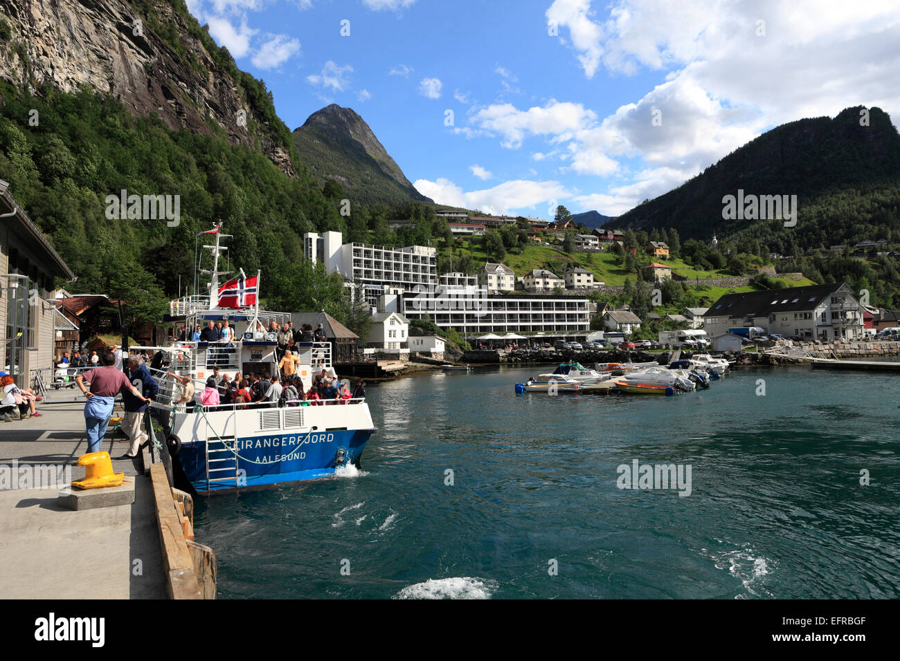 View of Geiranger town, Geirangerfjord, UNESCO World Heritage Site ...