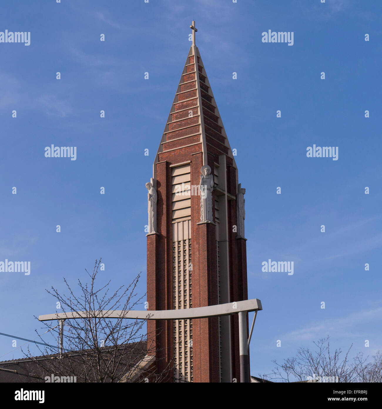 Art Deco church steeple of Église Saint-Antoine-de-Padoue on Boulevard ...