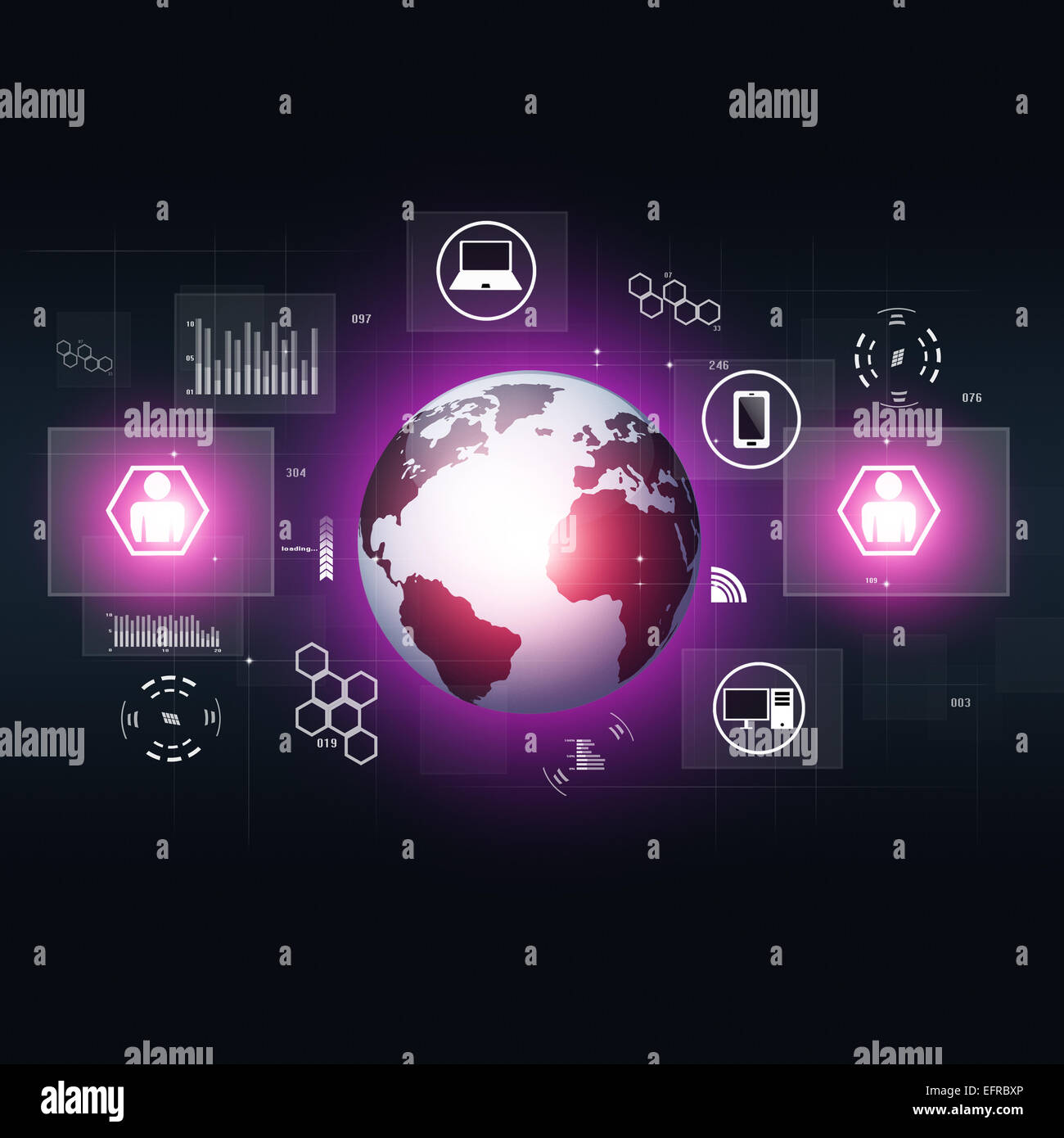 concept interface of global web connections and communications Stock ...