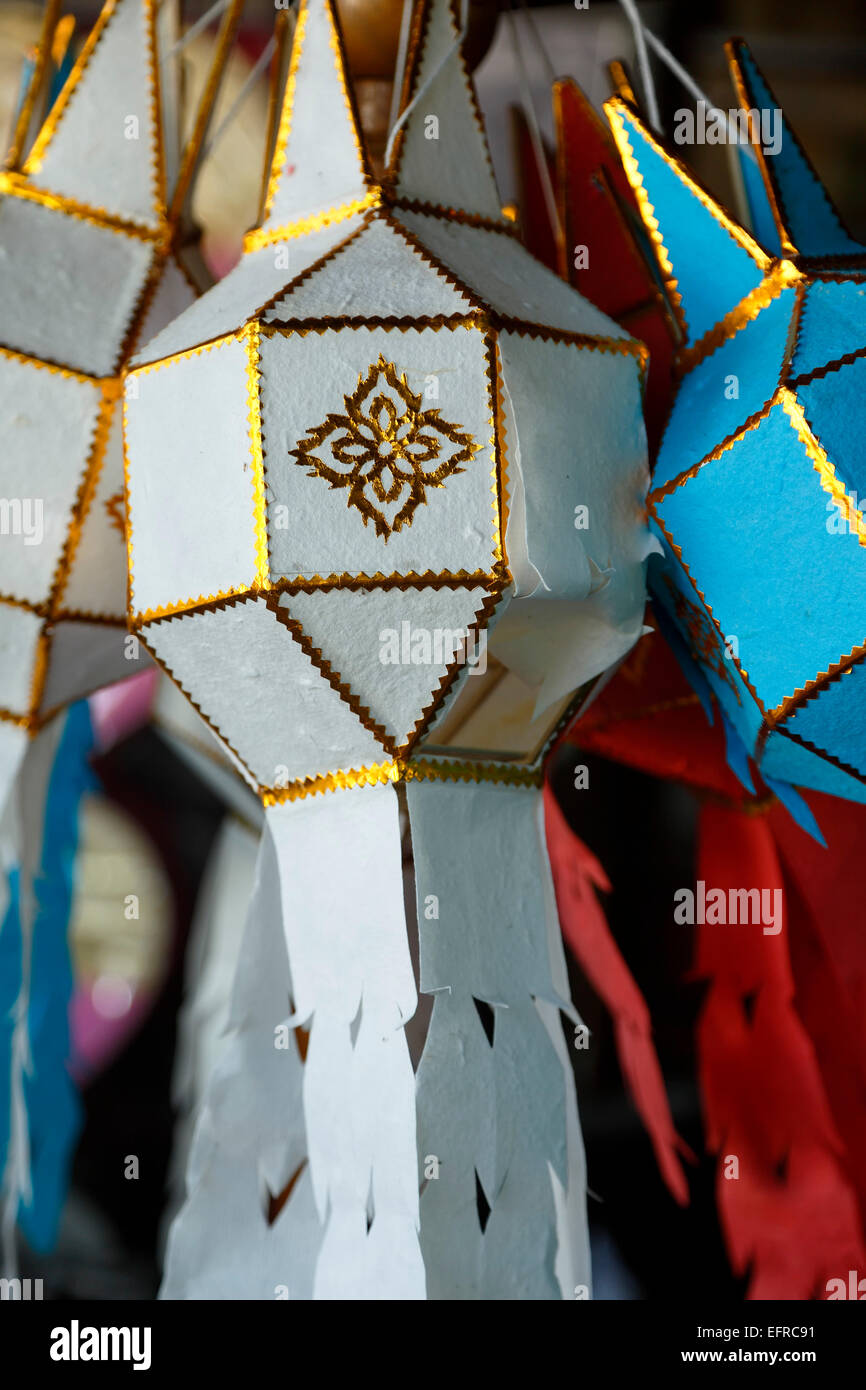 Lanterns made of mulberry (saa) paper, near Chiang Mai, Thailand Stock ...