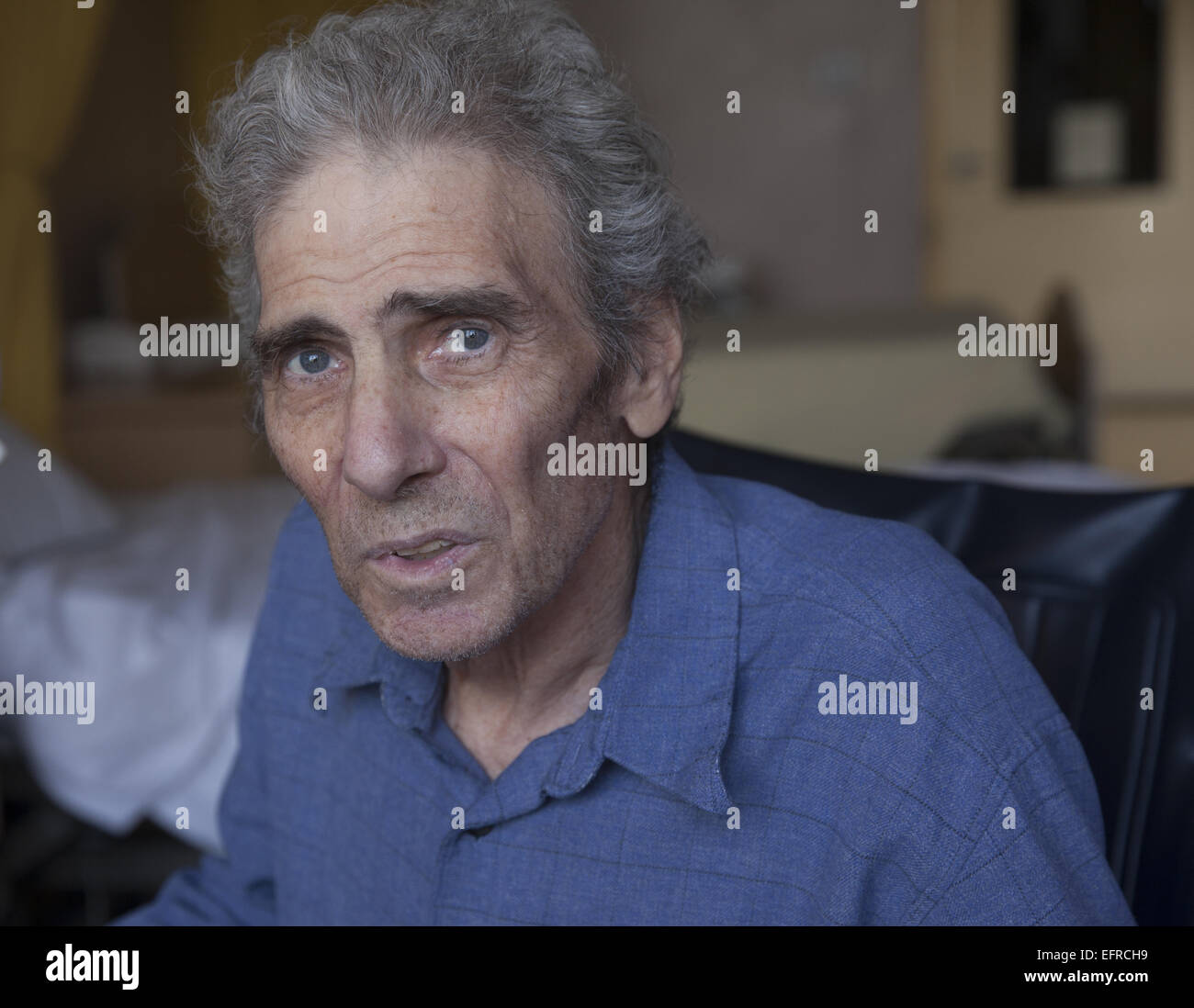 Portrait of a man in a nursing home with increasing dementia Stock ...