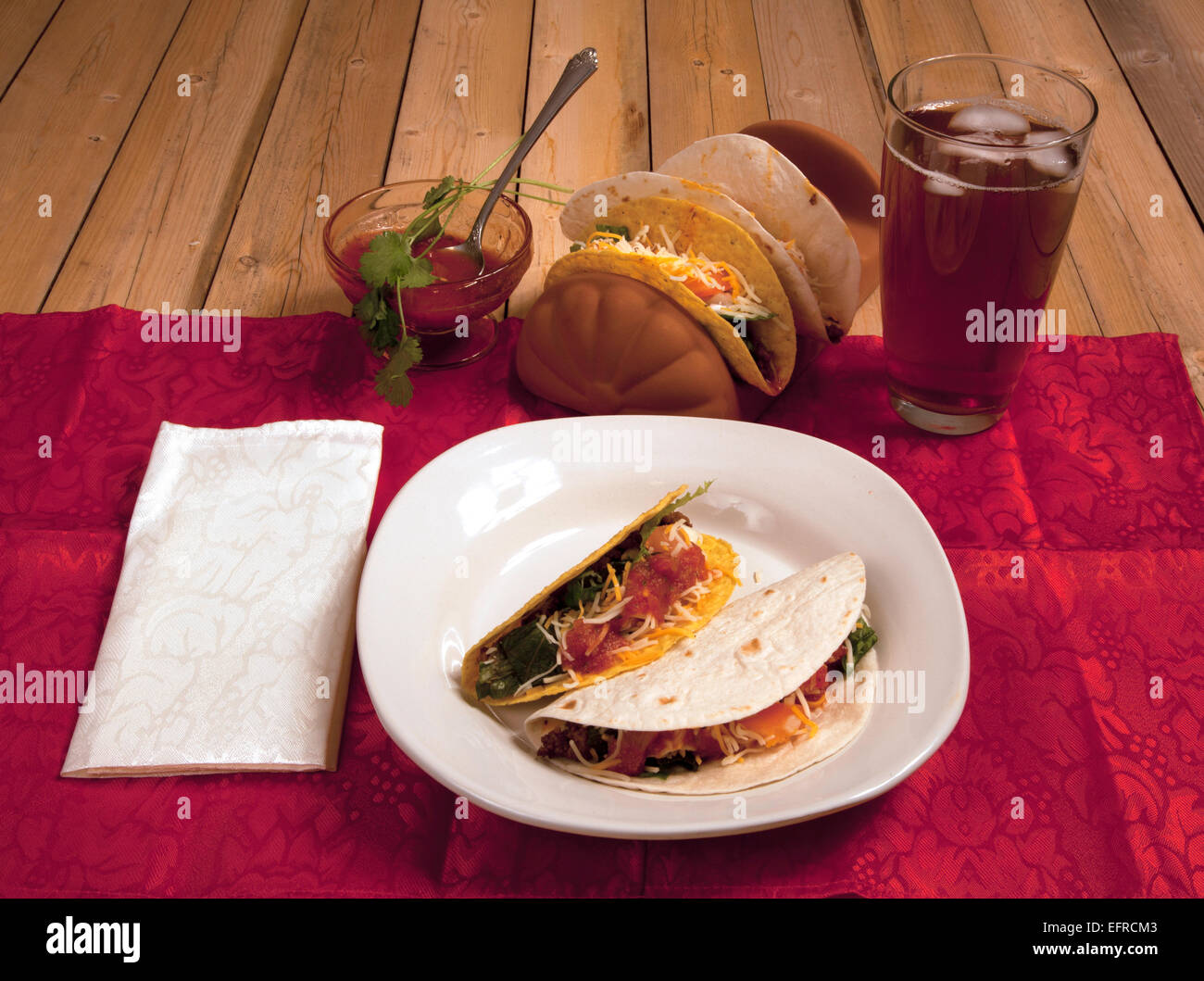 A delicious taco dinner with iced tea Stock Photo - Alamy