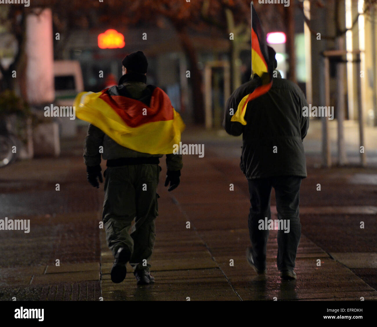Dresden, Germany. 09th Feb, 2015. Members of the anti-Islamic Pegida ...