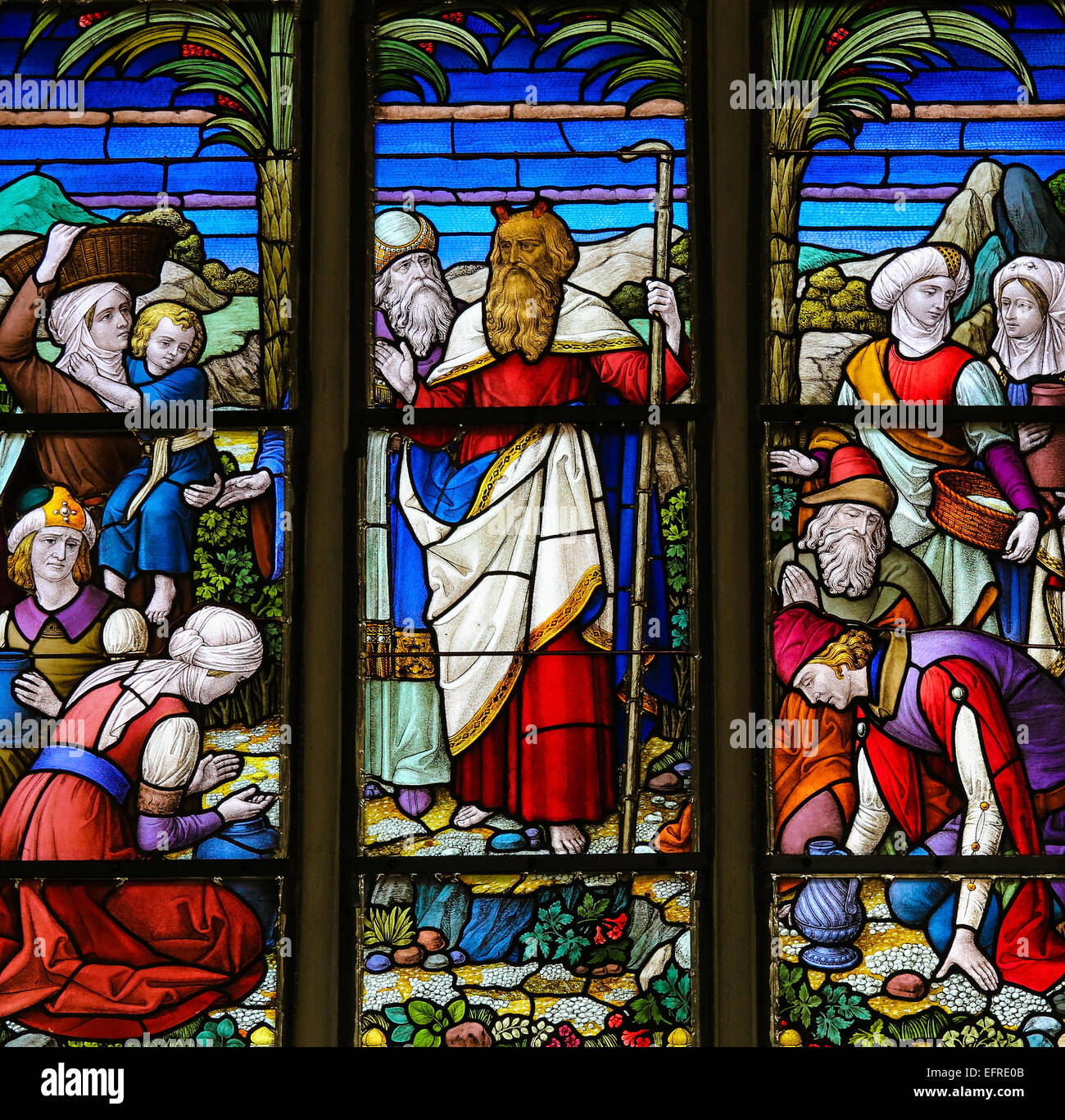 Stained Glass window depicting Moses in the Cathedral of Saint Rumbold ...