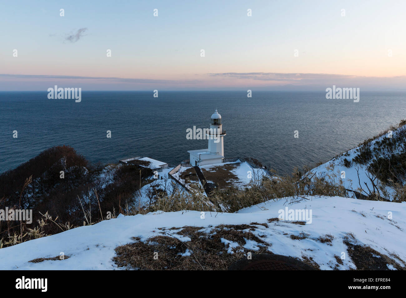 Lighthouse at Cape Chikiu, Muroran, Hokkaido, Japan Stock Photo - Alamy