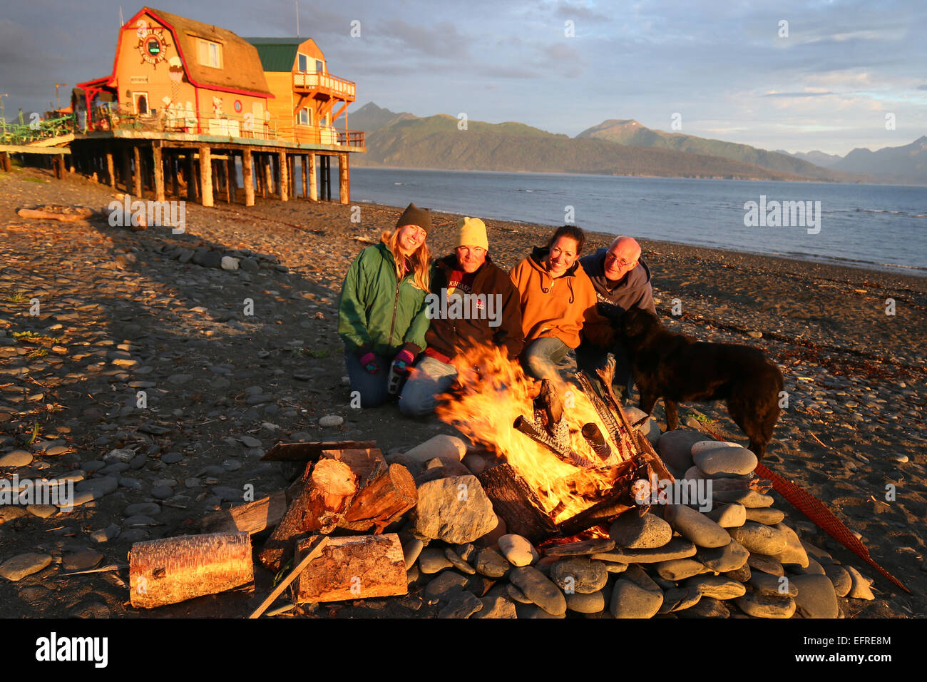 Bonfire on the Homer Spit, Alaska Stock Photo - Alamy