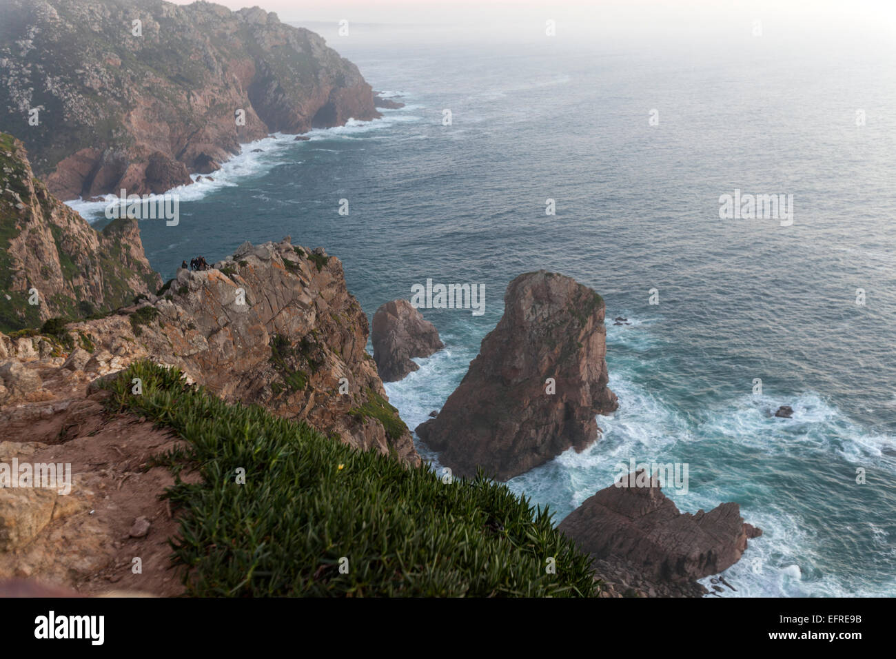 Rocks in Cabo da Roca at sunset Stock Photo - Alamy