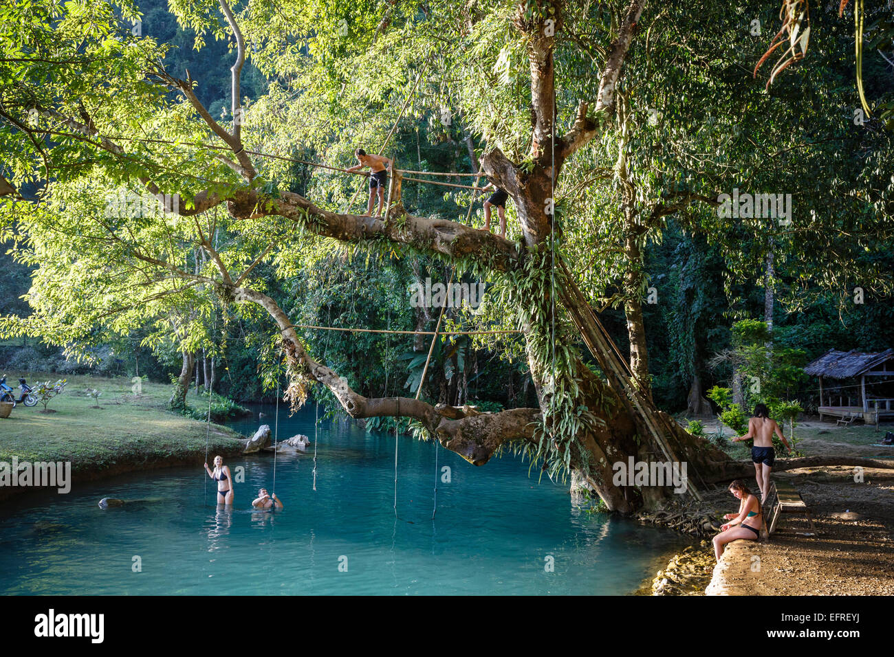 The Blue Lagoon, Vang Vieng, Laos Stock Photo - Alamy