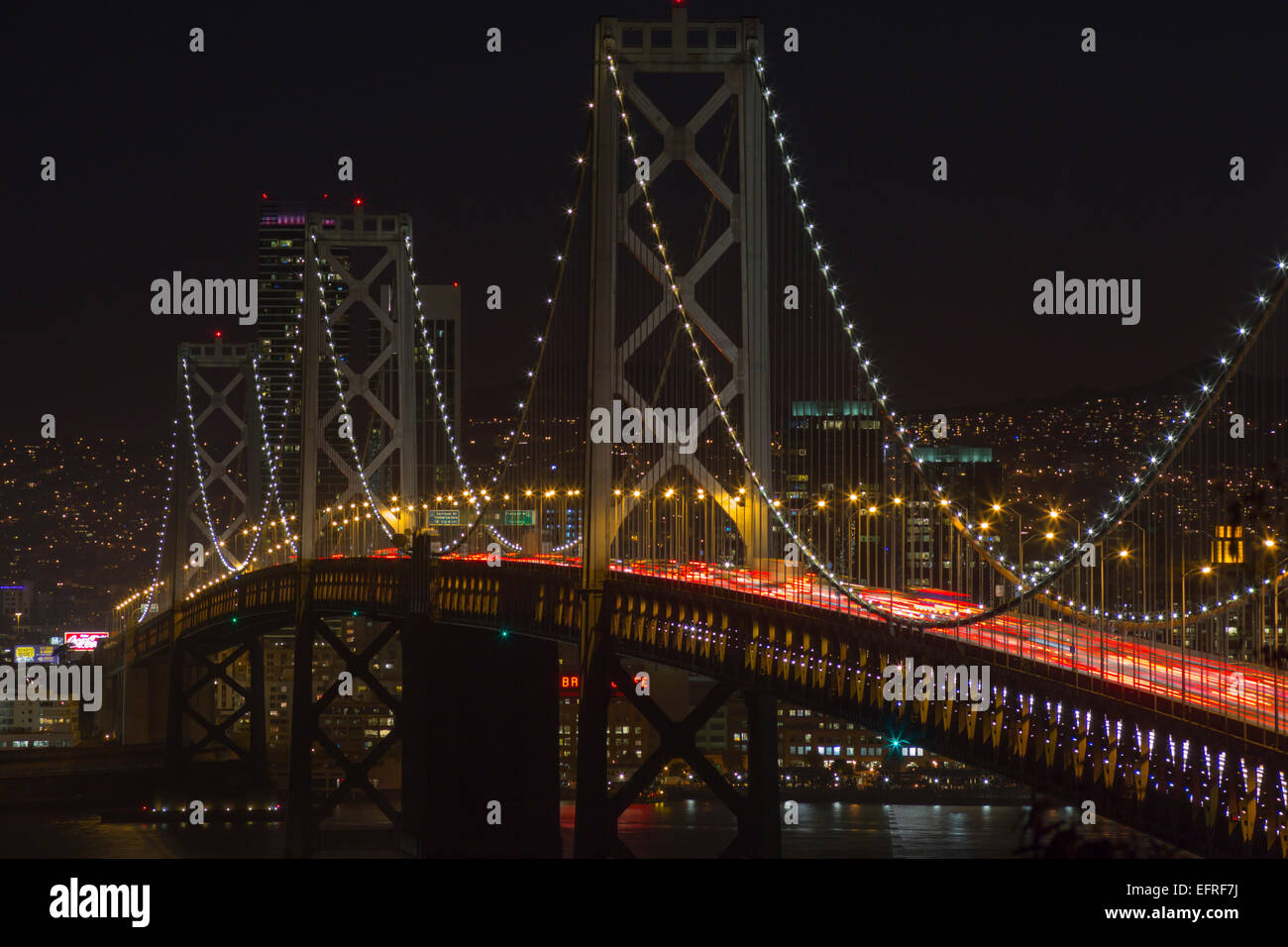RUSH HOUR TRAFFIC WESTERN OAKLAND BAY BRIDGE YERBA BUENA ISLAND ...