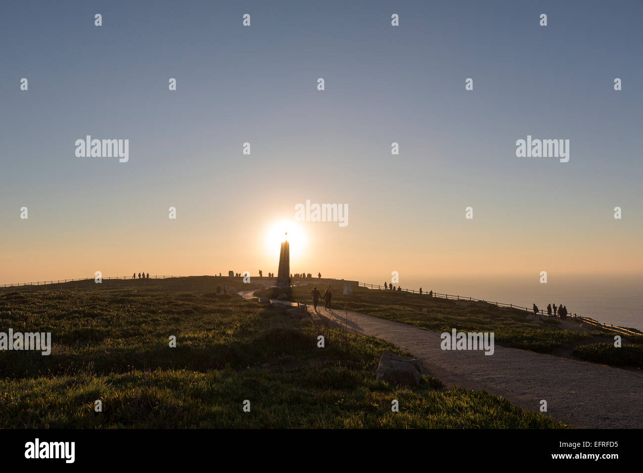 Sunset in the Cabo da Roca (Cape Roca) is a cape which forms the ...