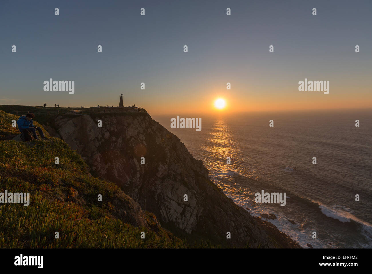 Sunset in the Cabo da Roca (Cape Roca) is a cape which forms the ...