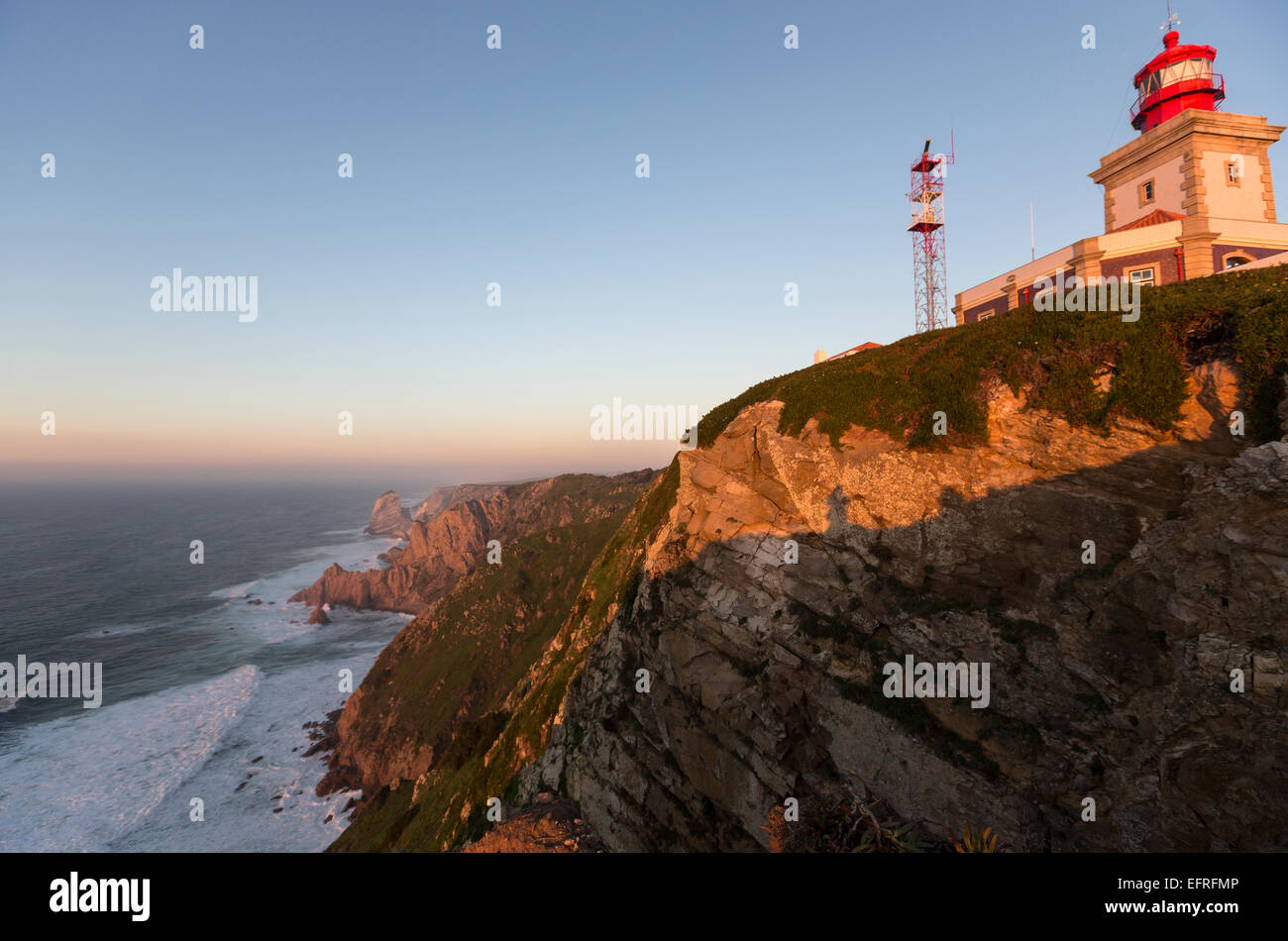 Lighthouse of Cabo da Roca (Cape Roca) at sunset Stock Photo - Alamy