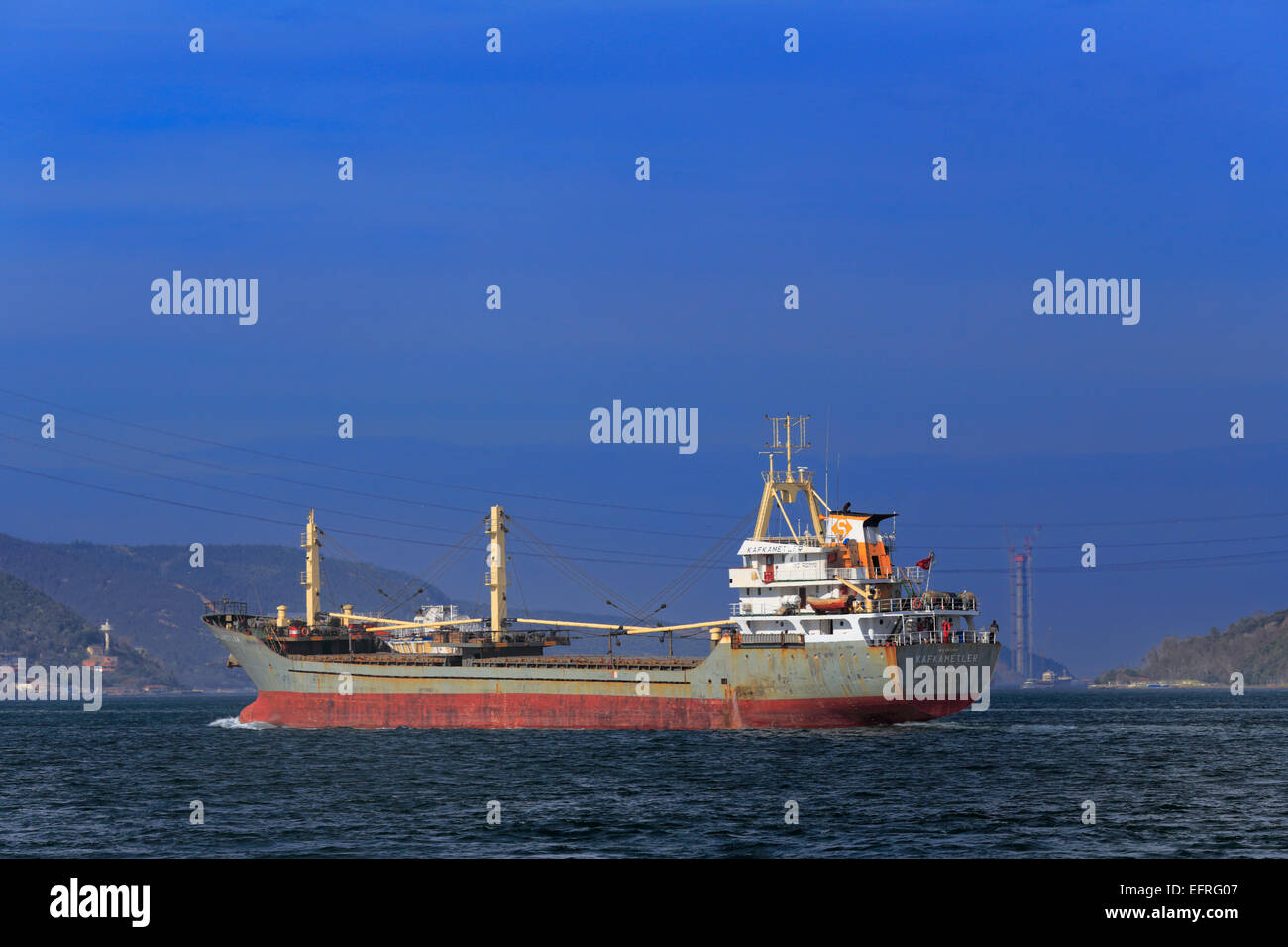 Cargo ship at Bosphorus, Istanbul, Turkey Stock Photo - Alamy