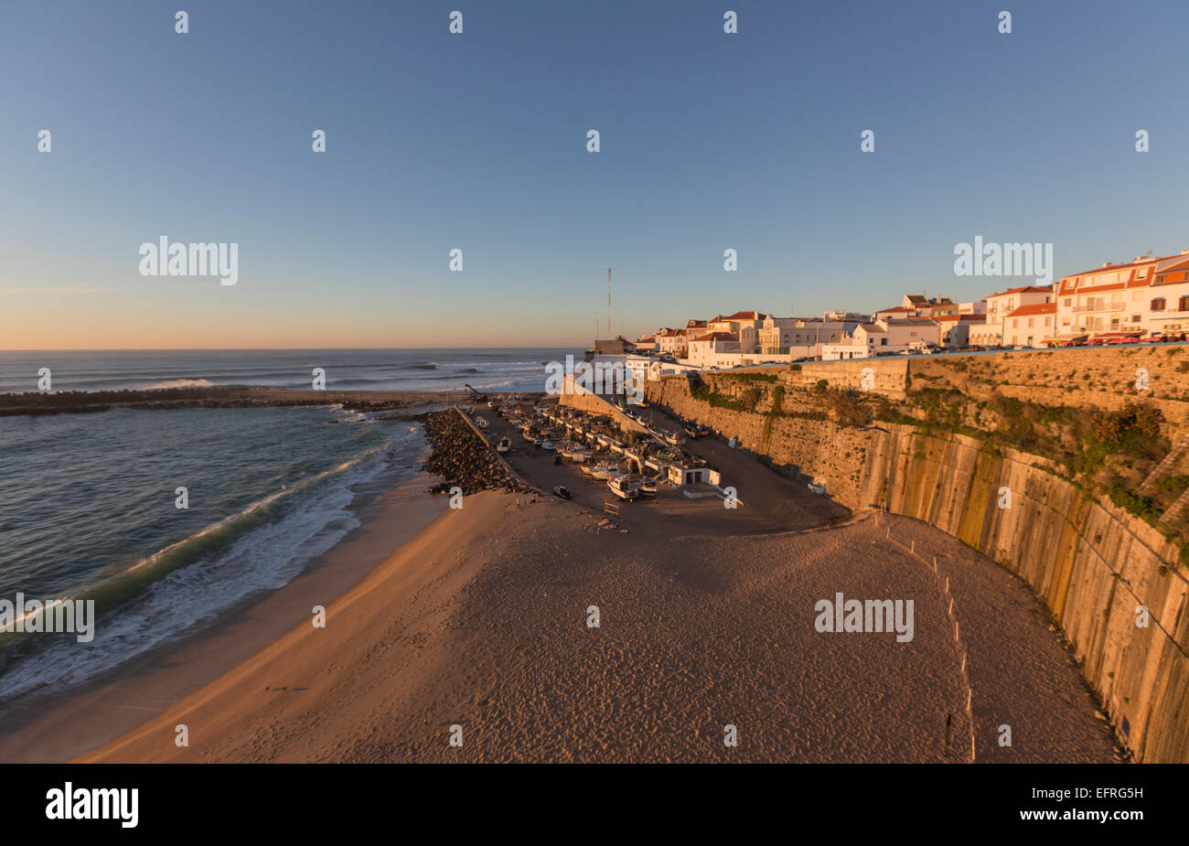 Port of the fishing village of Ericeira at sunset Stock Photo - Alamy