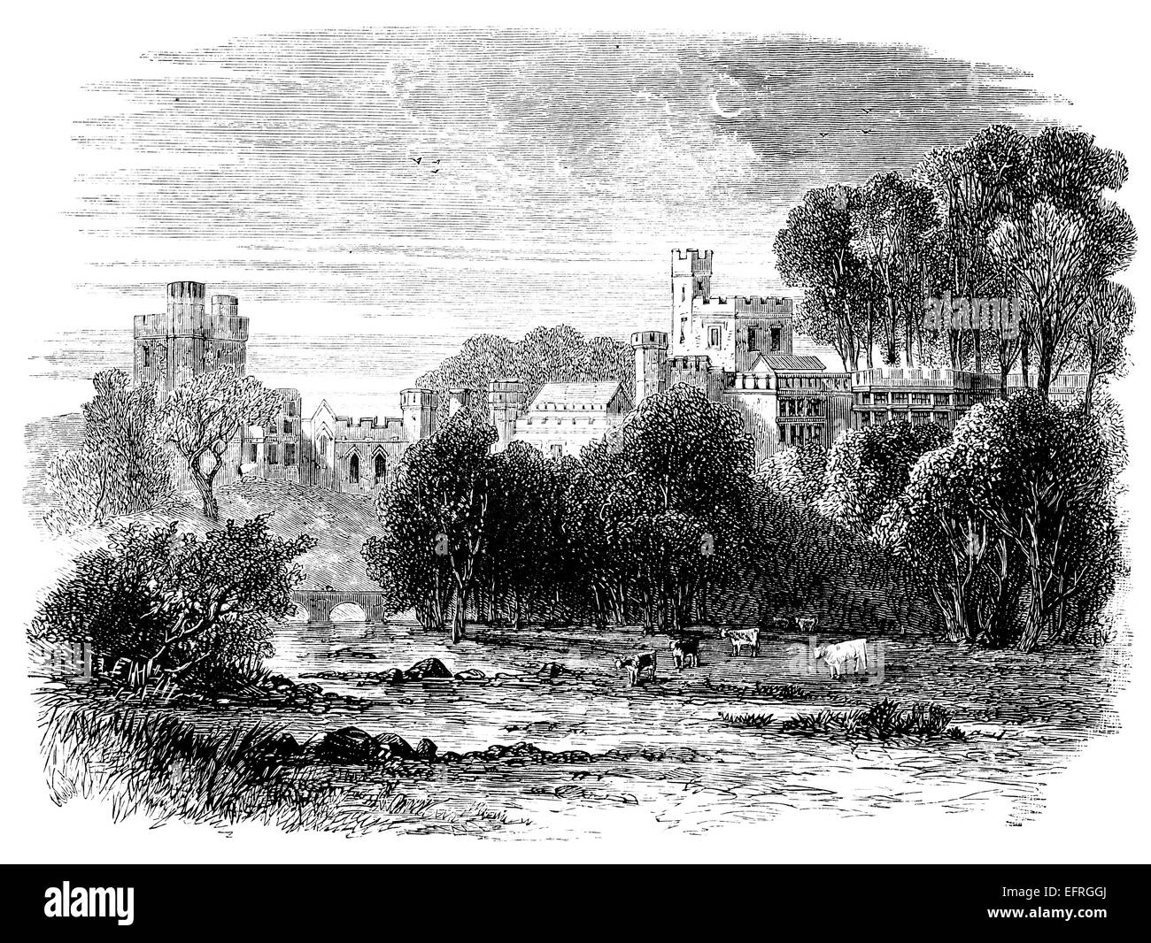 Haddon Hall, Derbyshire, photographed from book 'English Pictures Drawn ...
