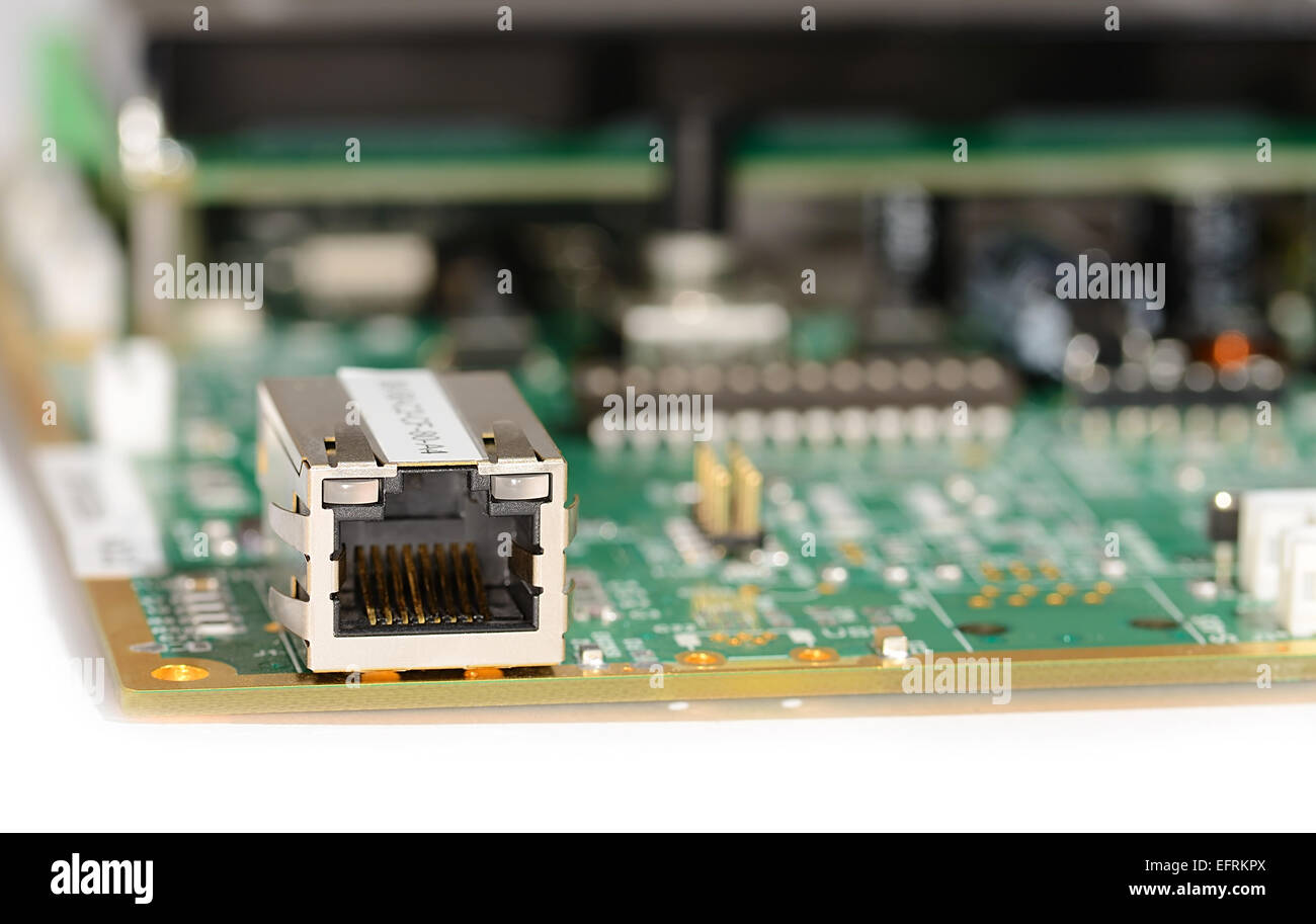 Closeup photo of ethernet port on printed circuit Stock Photo - Alamy