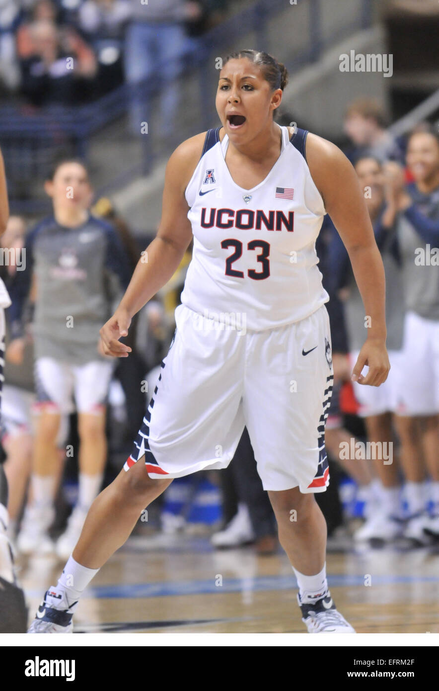 February 9th 2015: Kaleena Mosqueda-Lewis (23) of Uconn in action ...