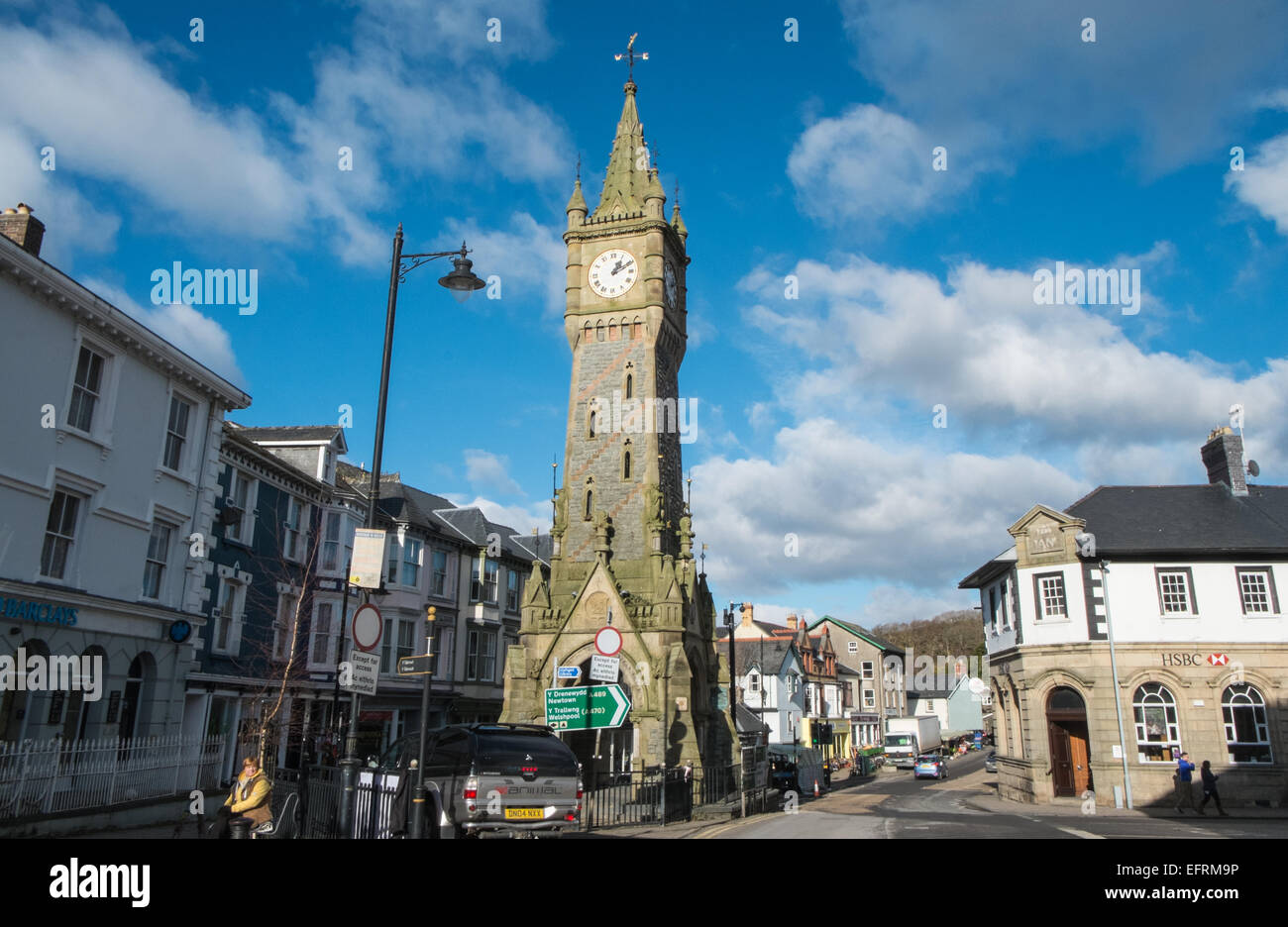 Machynlleth market town on weekly market day held on Wednesdays,in ...