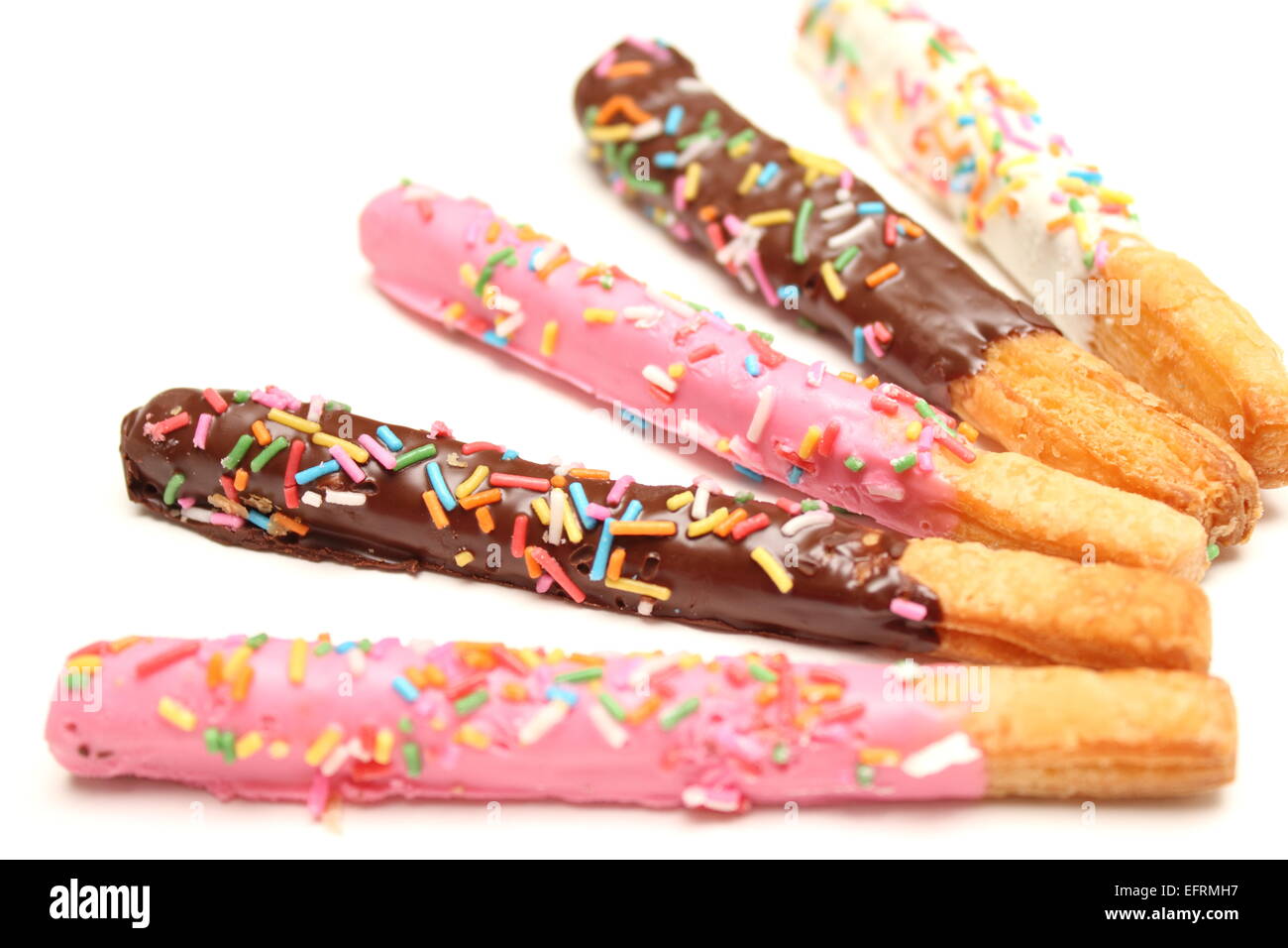 A Chocolate biscuit stick isolated on white background Stock Photo - Alamy