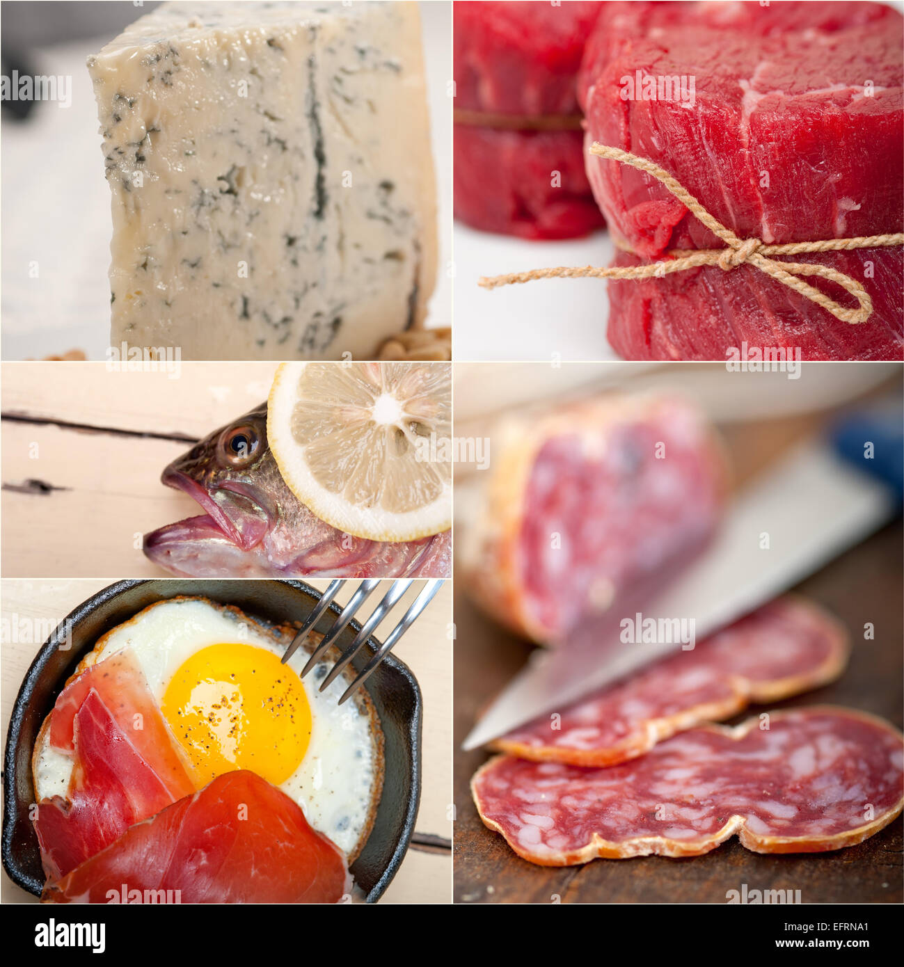 high protein food collection collage nested on white frame Stock Photo ...