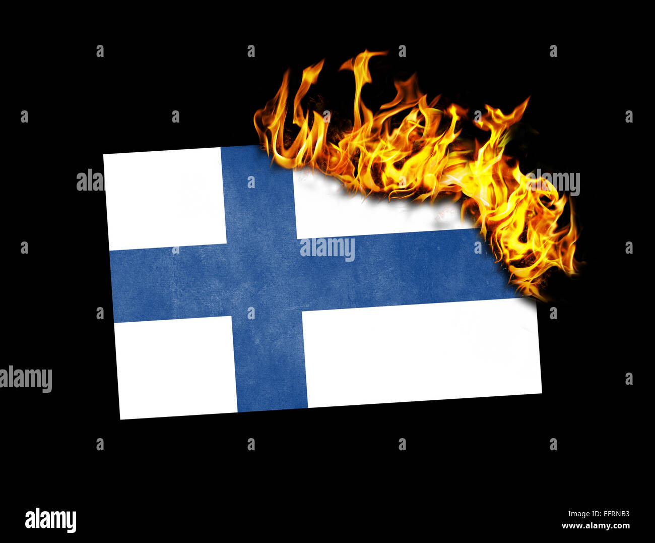 Finland burning fire flag war hi-res stock photography and images - Alamy